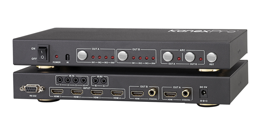 HDMI® 4x2 Matrix Switcher with Dual Audio De-embedder - Discontinued